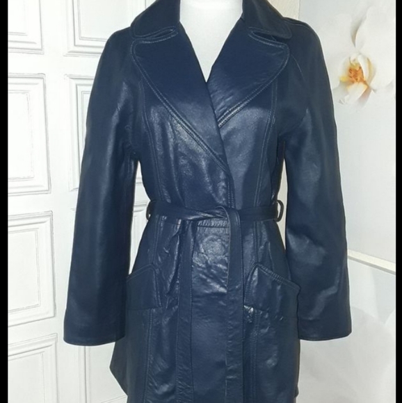 Jackets & Coats | Vintage Blue Leather Jacket | Poshmark
